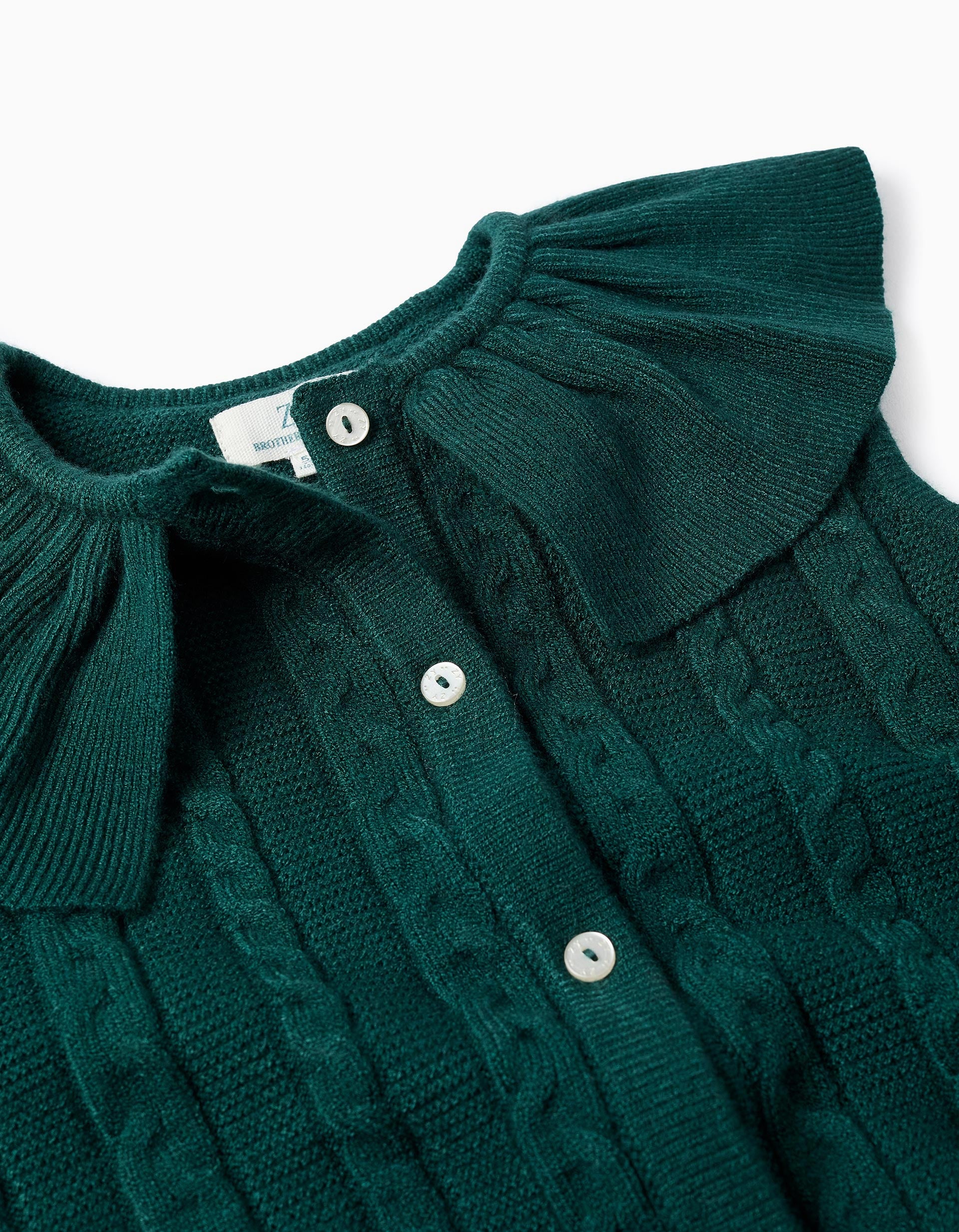 Knitted waistcoat with ruffles You&Me for girls, dark green – ZIPPY