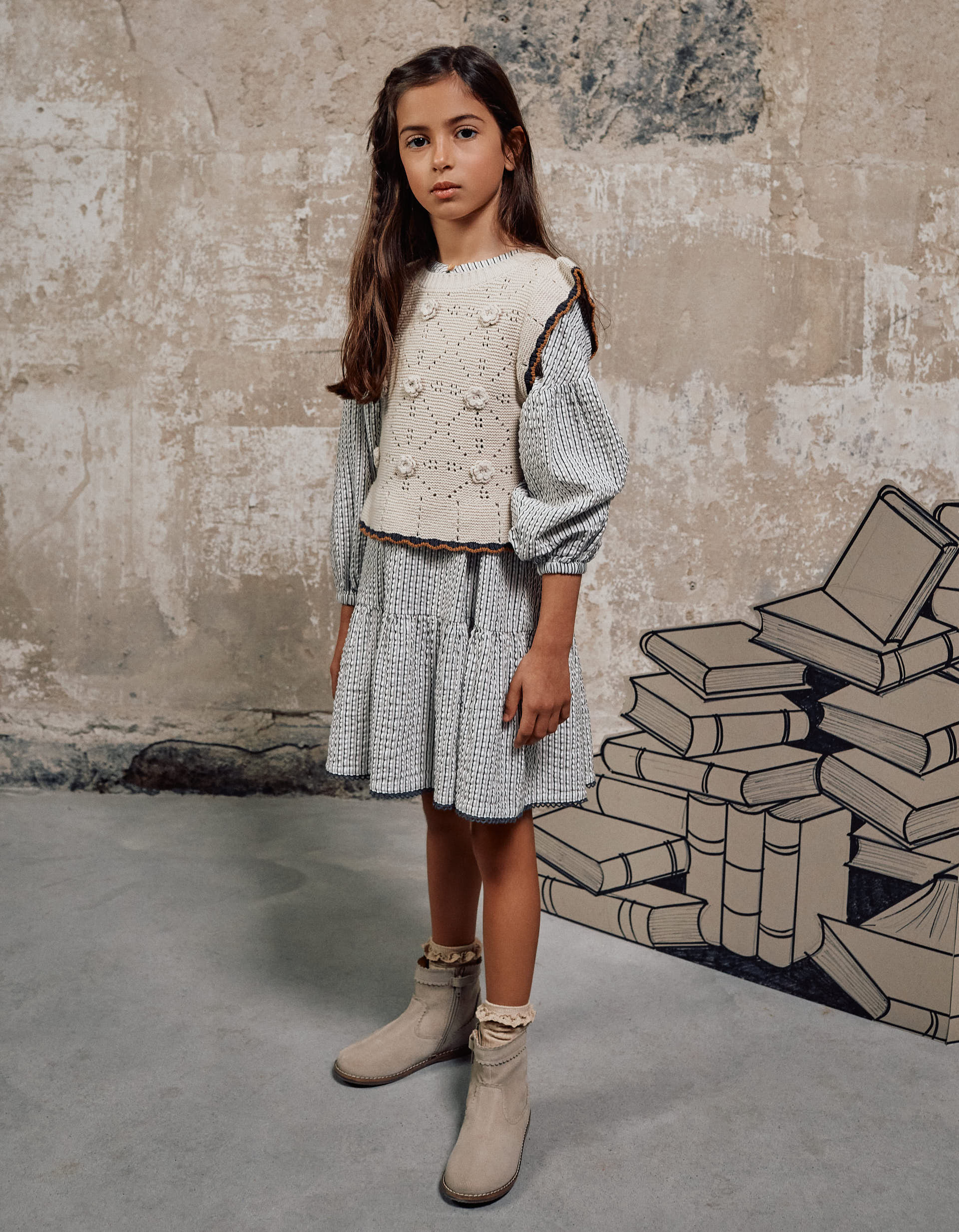 Hair slide with striped bow B&S for babies and girls, white/grey – ZIPPY