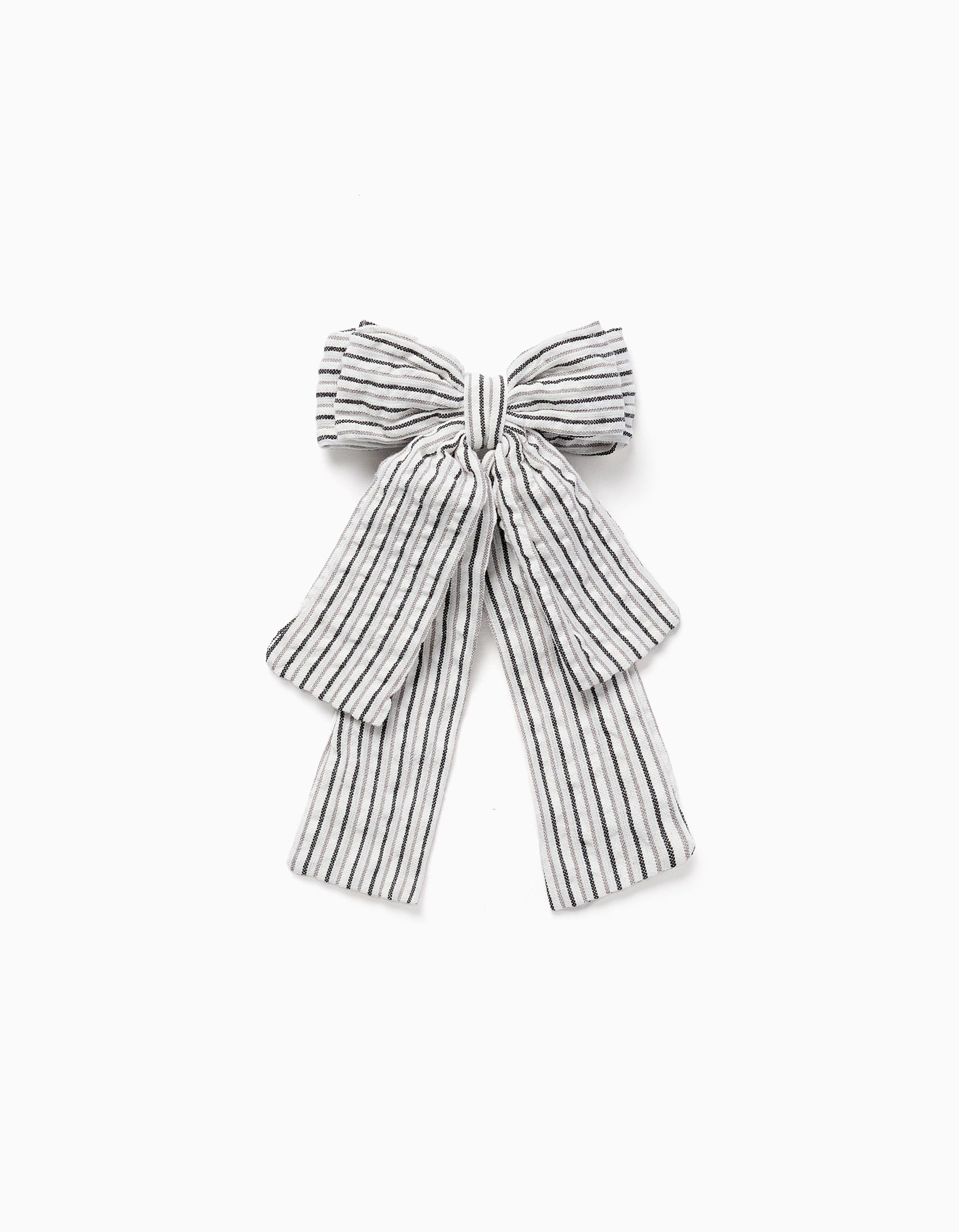 Hair slide with striped bow B&S for babies and girls, white/grey – ZIPPY