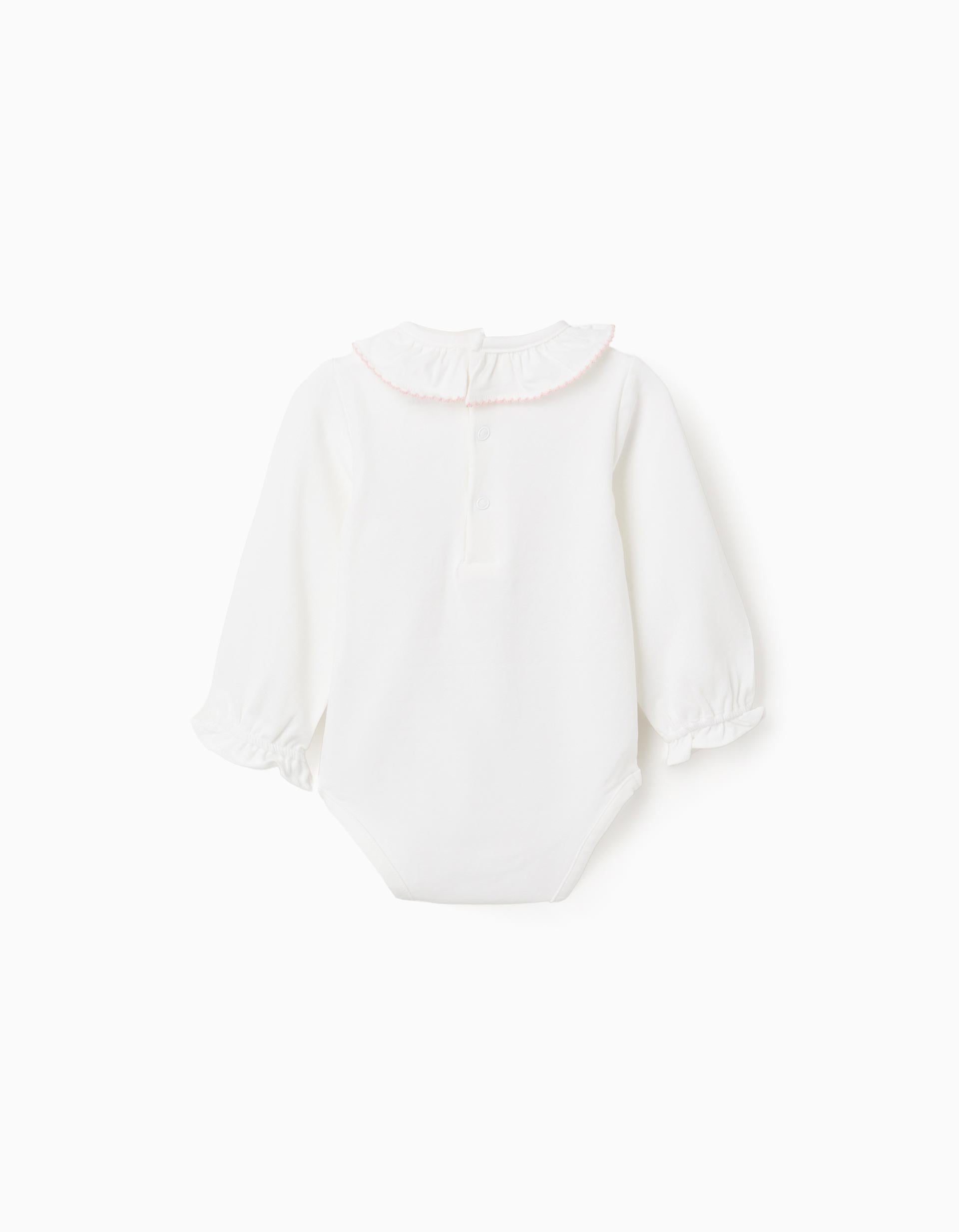 Long sleeve body, ruffle detail, white – ZIPPY