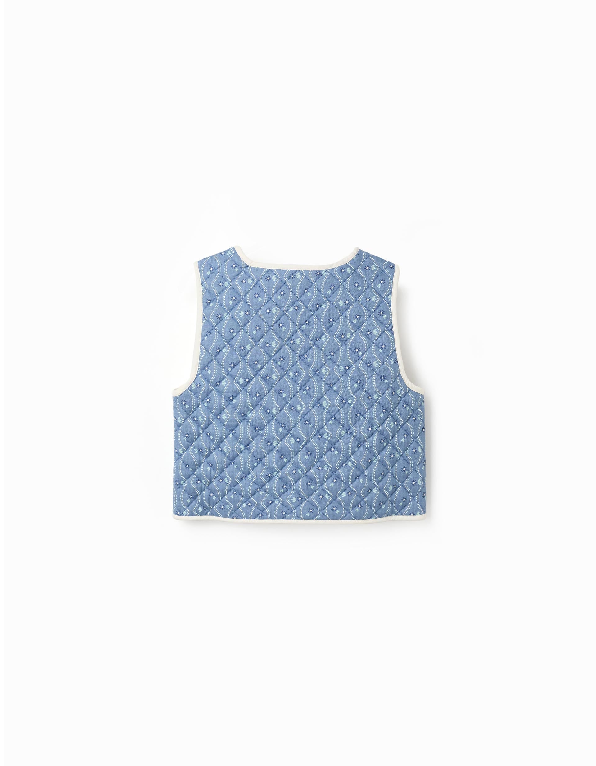 Quilted cotton vest with floral pattern for girls, blue – ZIPPY