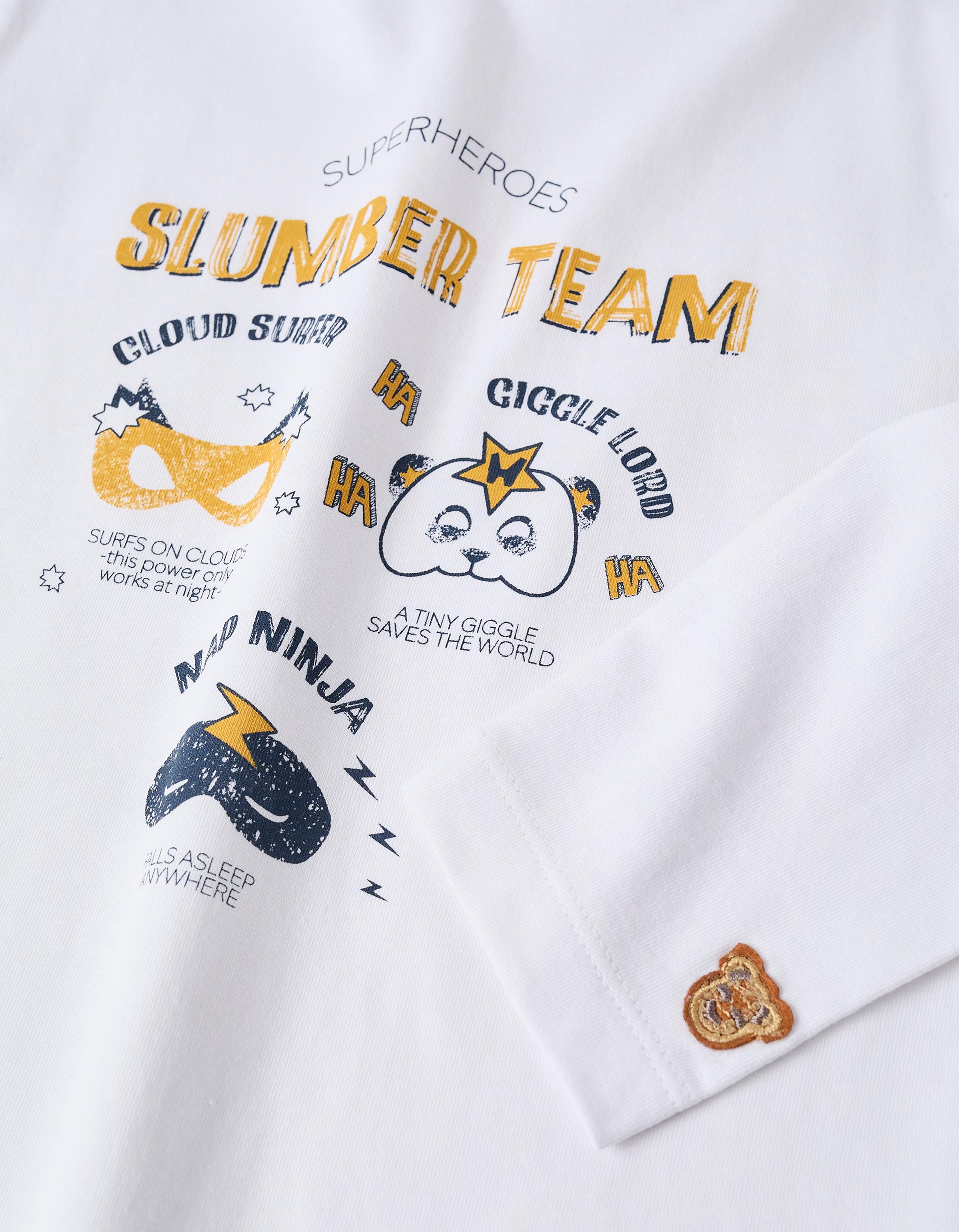 Long sleeve pyjamas with Slumber Team print for boys, white/blue – ZIPPY