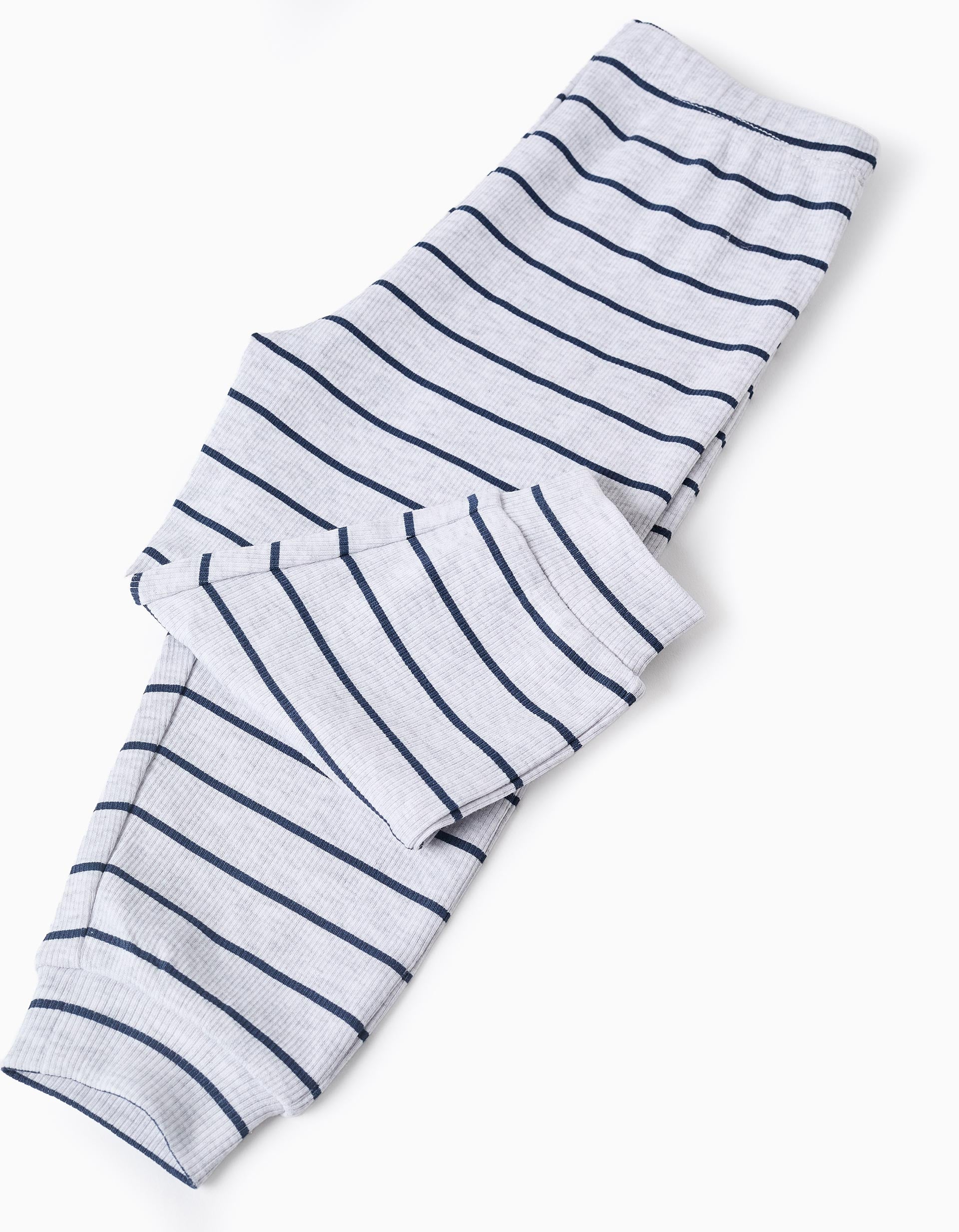 Long sleeve ribbed pyjamas with stripes for newborn and baby boys, gre ...
