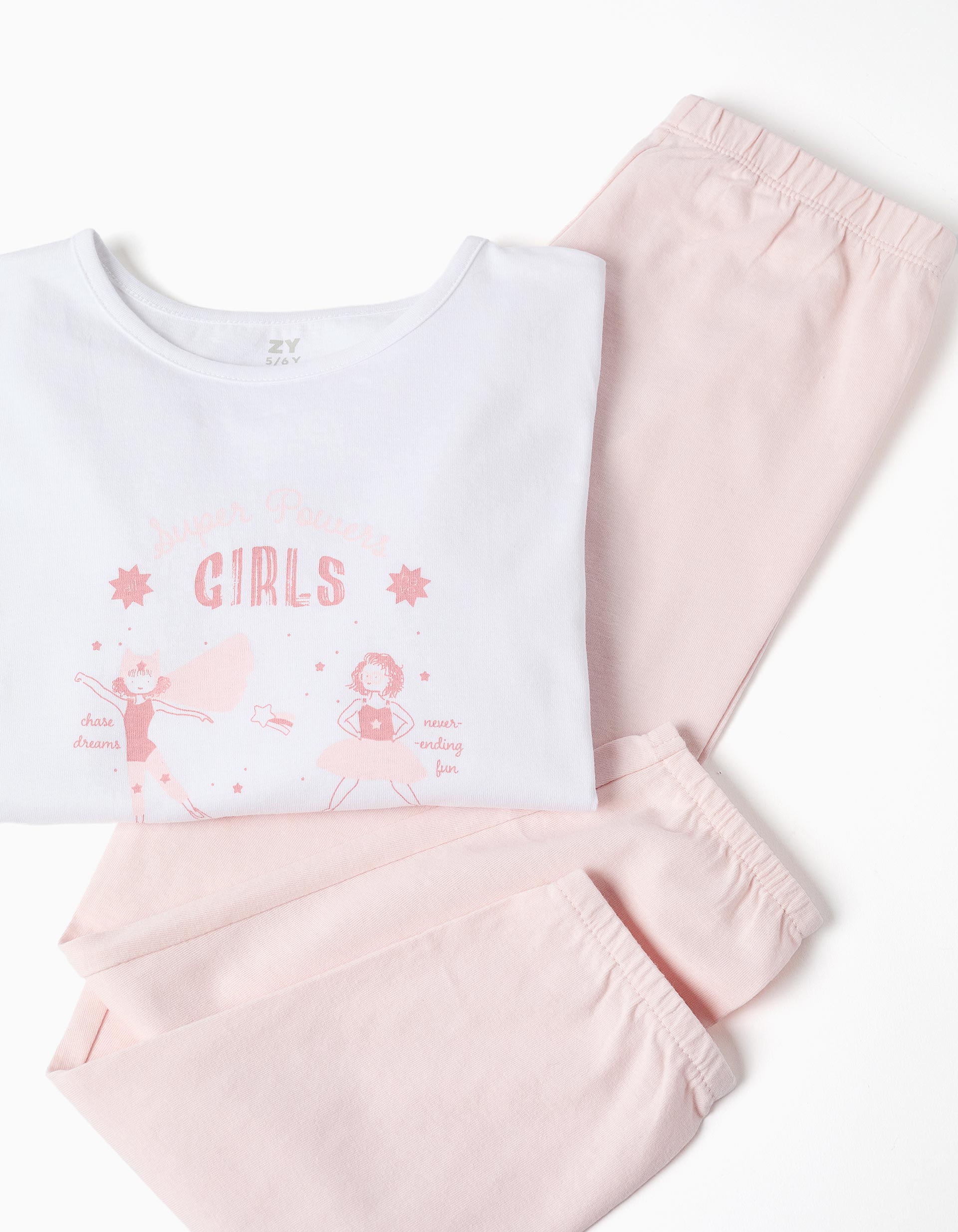 Long Sleeve Pyjama, White and Pink, for Girls – ZIPPY
