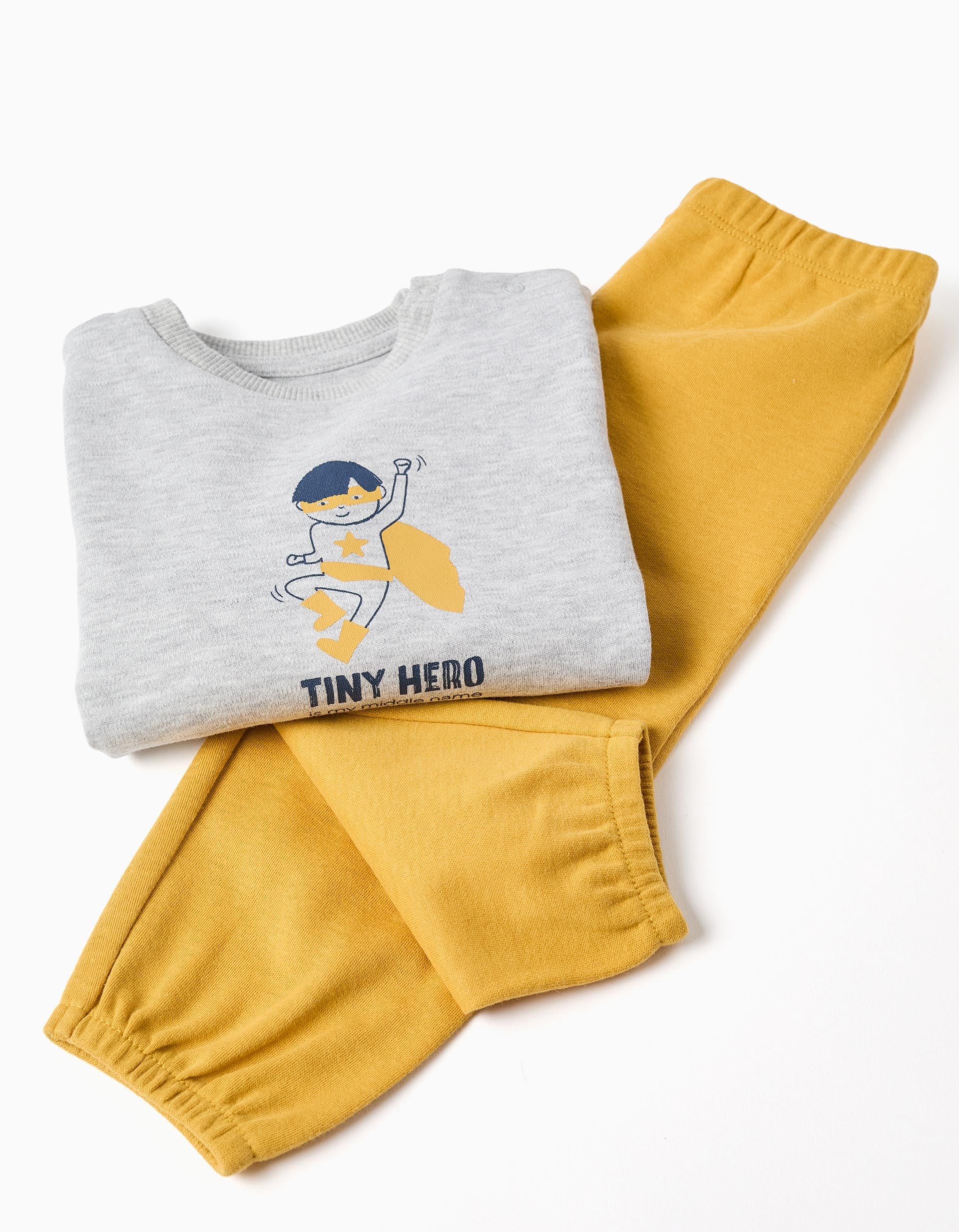 Long sleeve pyjamas with print for newborn and baby boys, grey/yellow ...