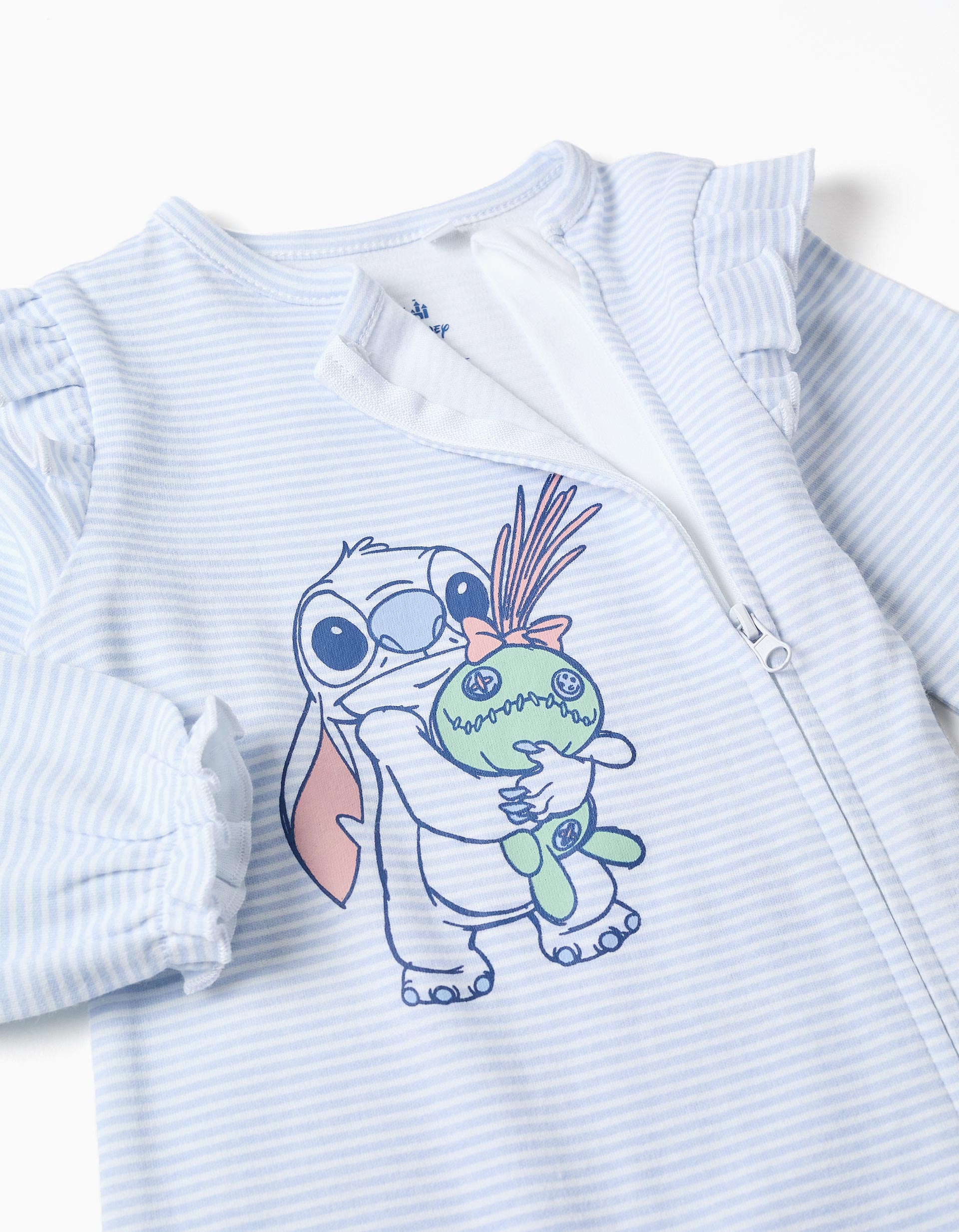 Footless babygrow with Stitch print for newborn and baby girls, white ...
