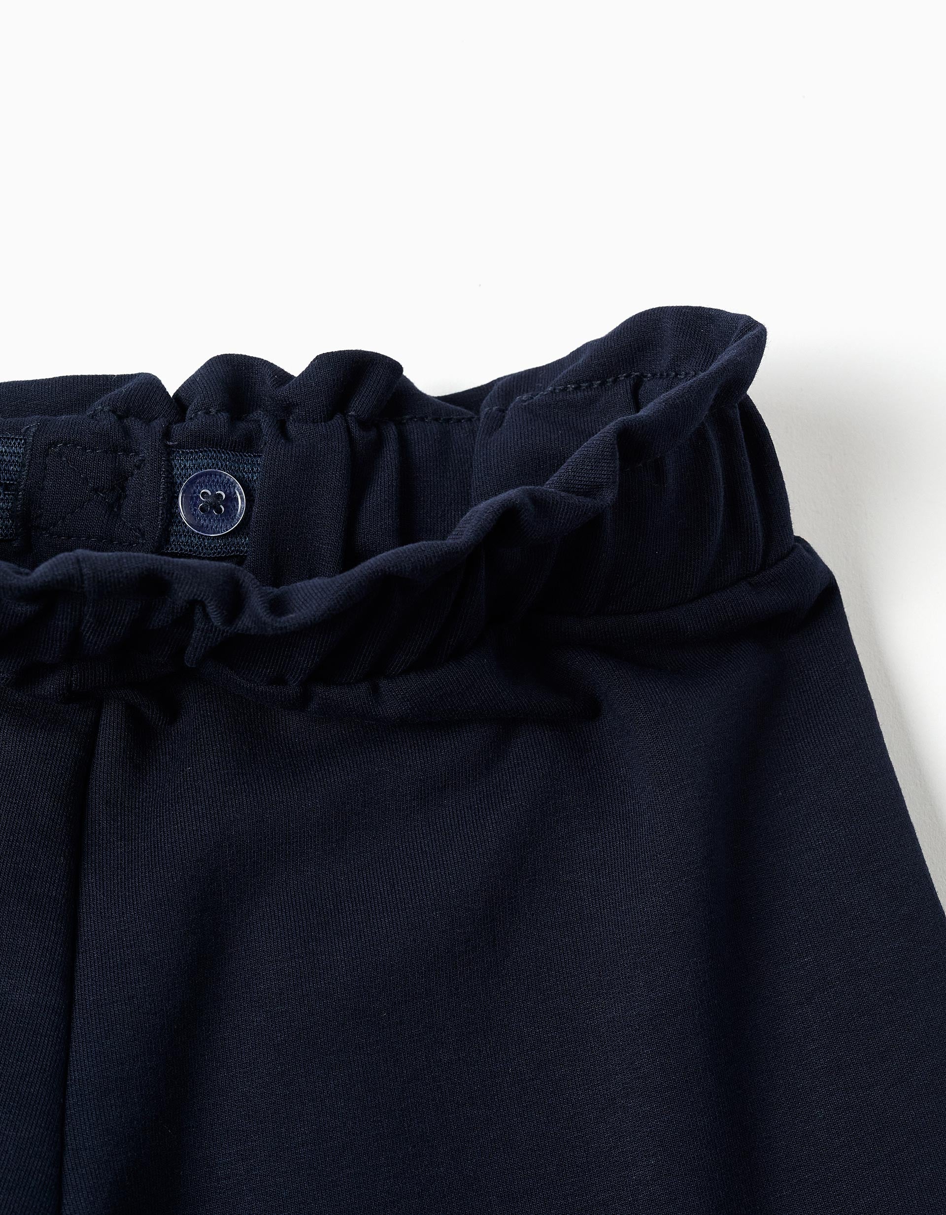 Straight fit trousers with decorative knot for girls, dark blue – ZIPPY