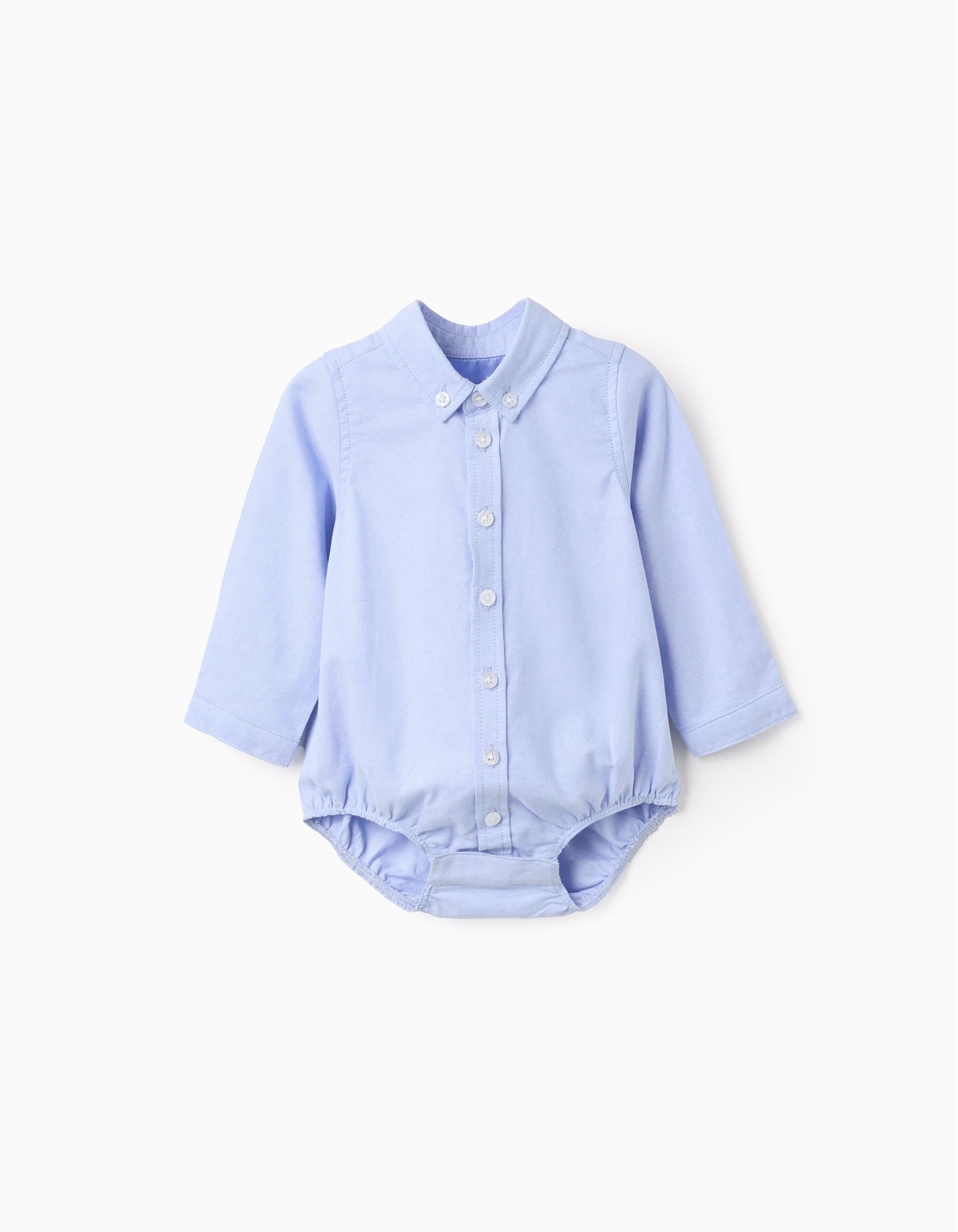 Long sleeve cotton body-shirt for newborn boys, blue – ZIPPY