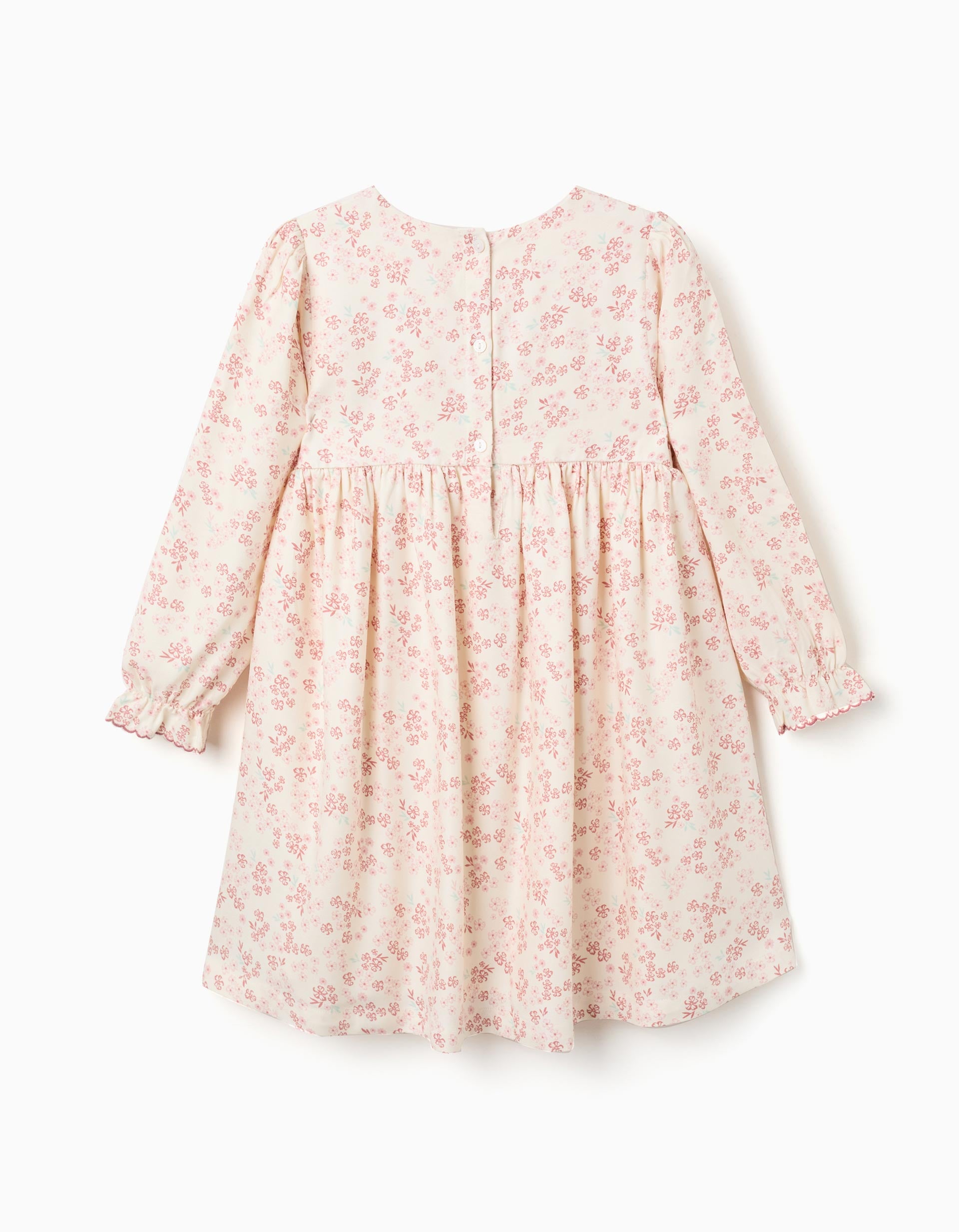 Long sleeve floral dress with lining for girls, light beige/pink – ZIPPY