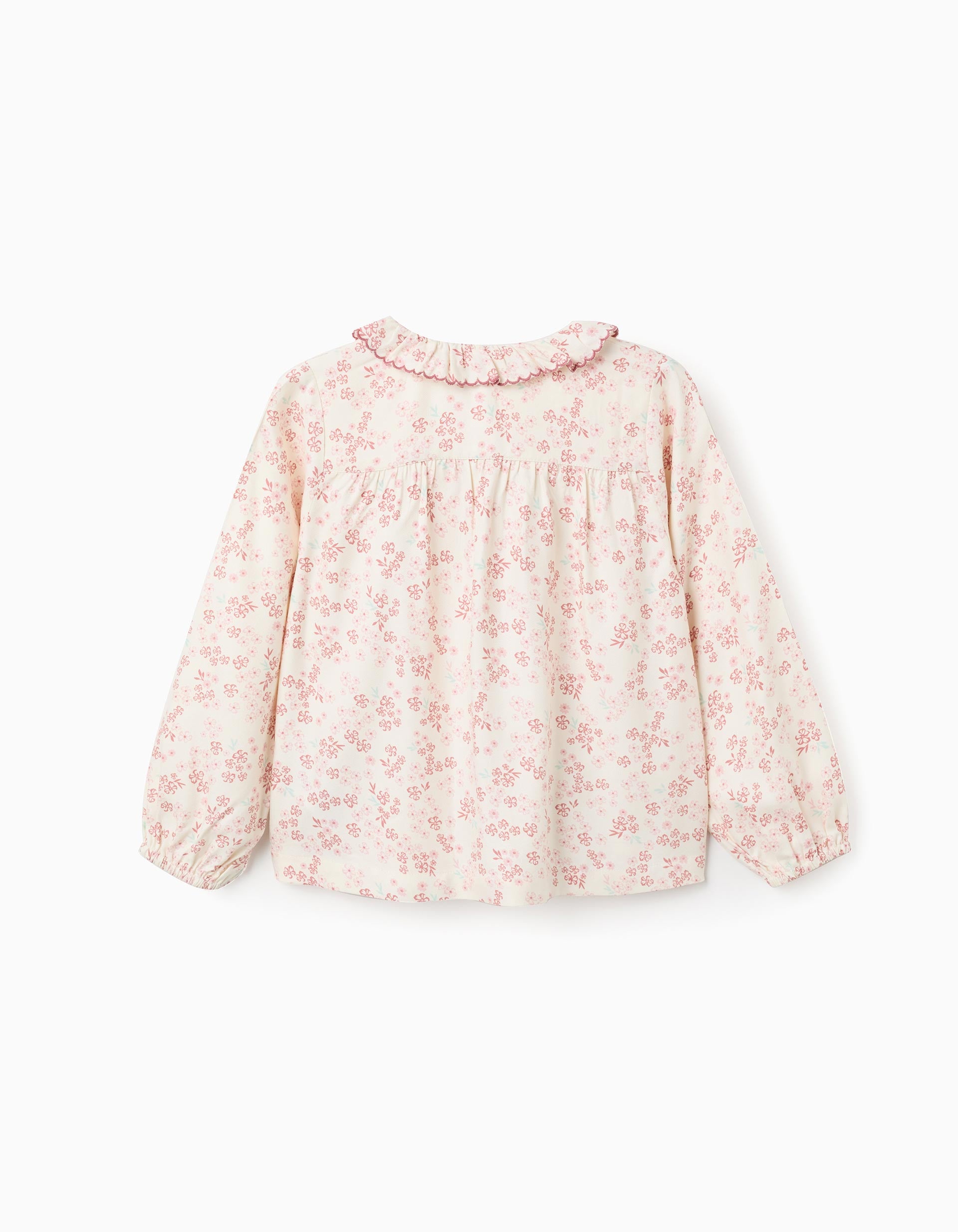 Long sleeve floral blouse with ruffles for girls, light beige/pink – ZIPPY