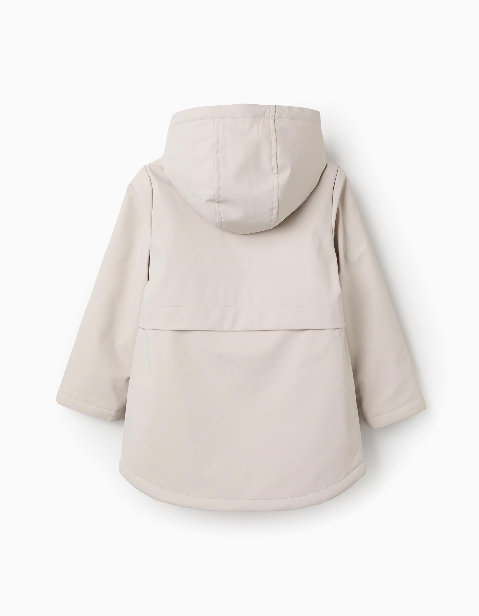Hooded padded parka with lining for girls, light beige – ZIPPY
