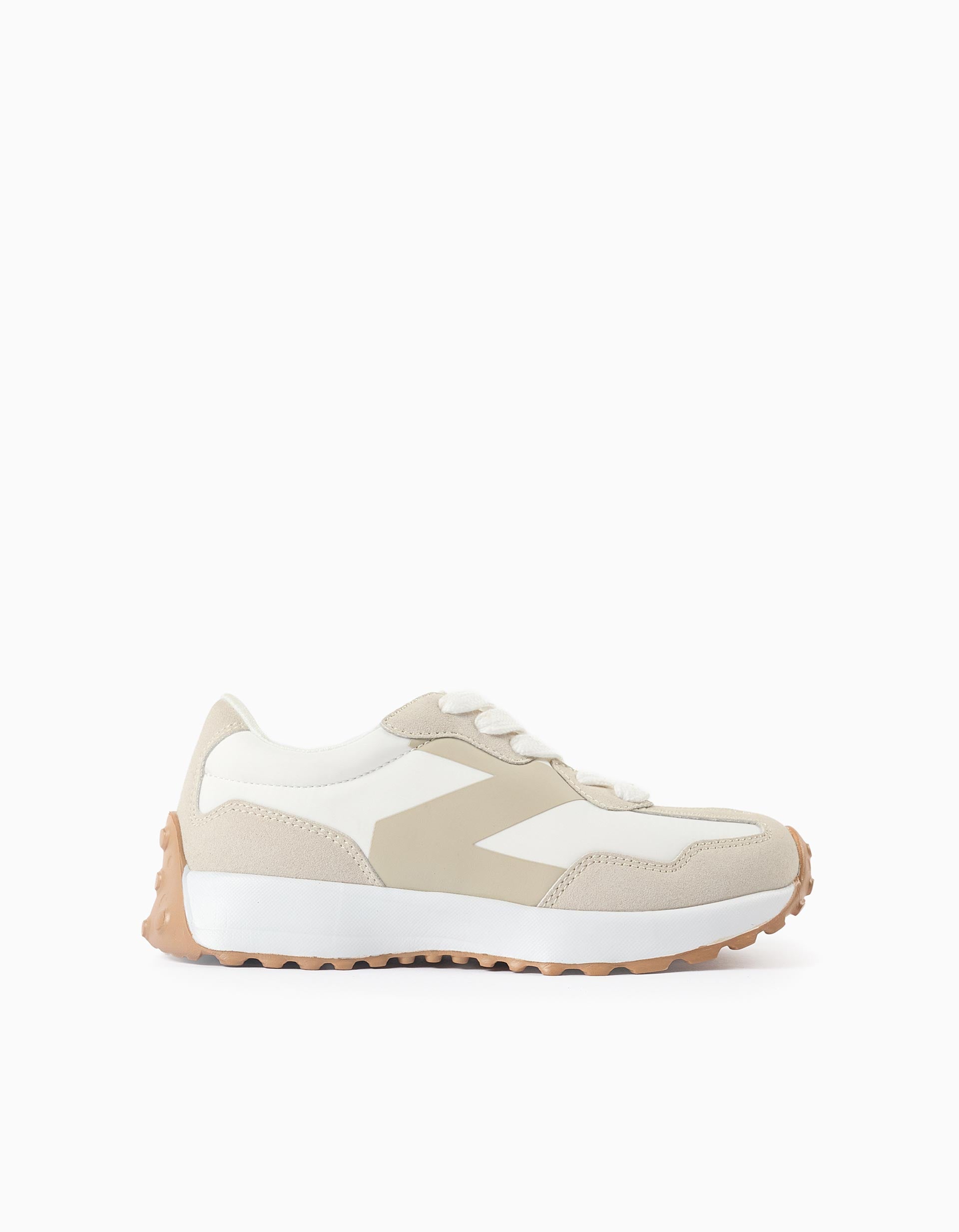 Combined trainers with laces Superlight Runner for girls, white/beige ...