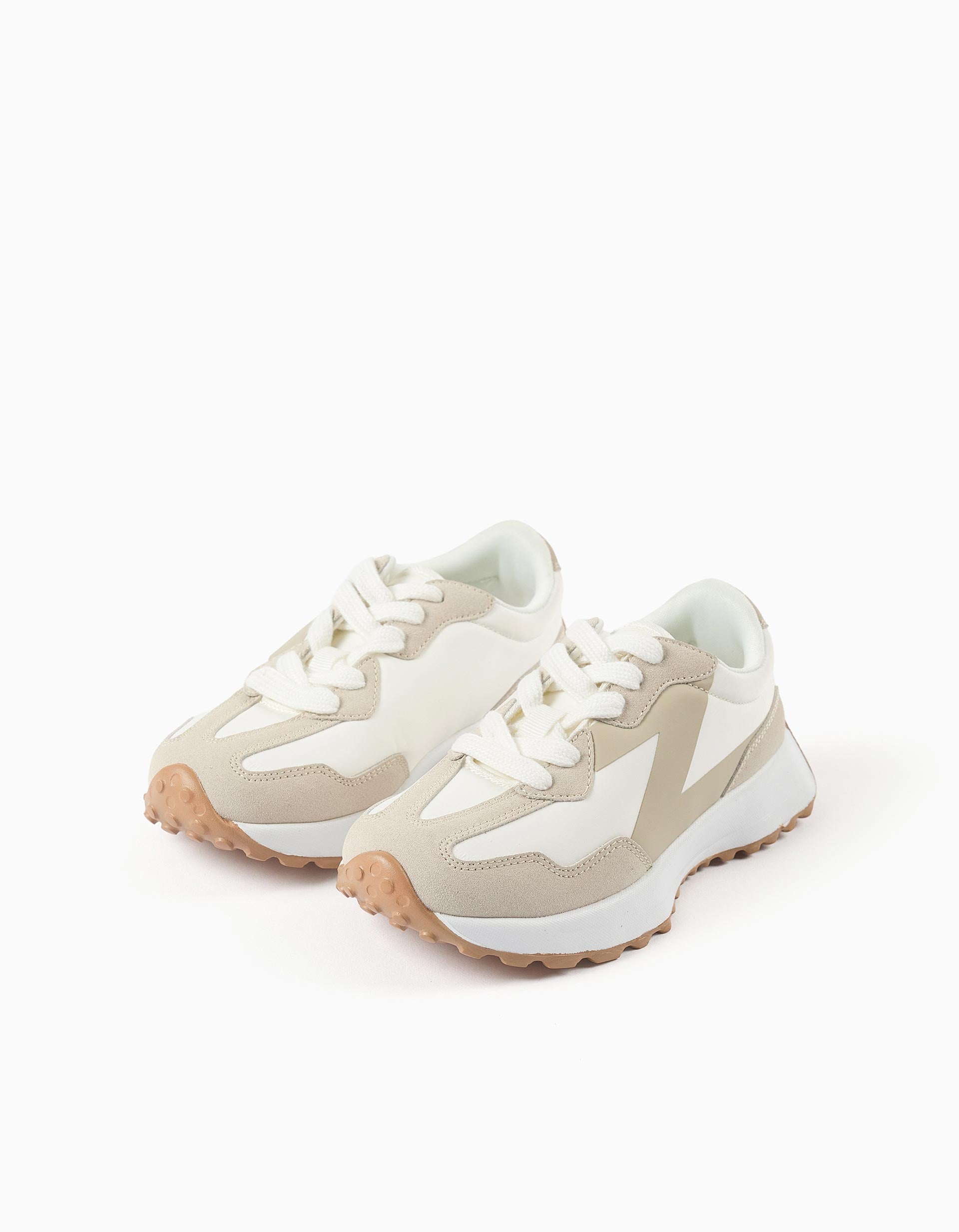 Combined trainers with laces Superlight Runner for girls, white/beige ...