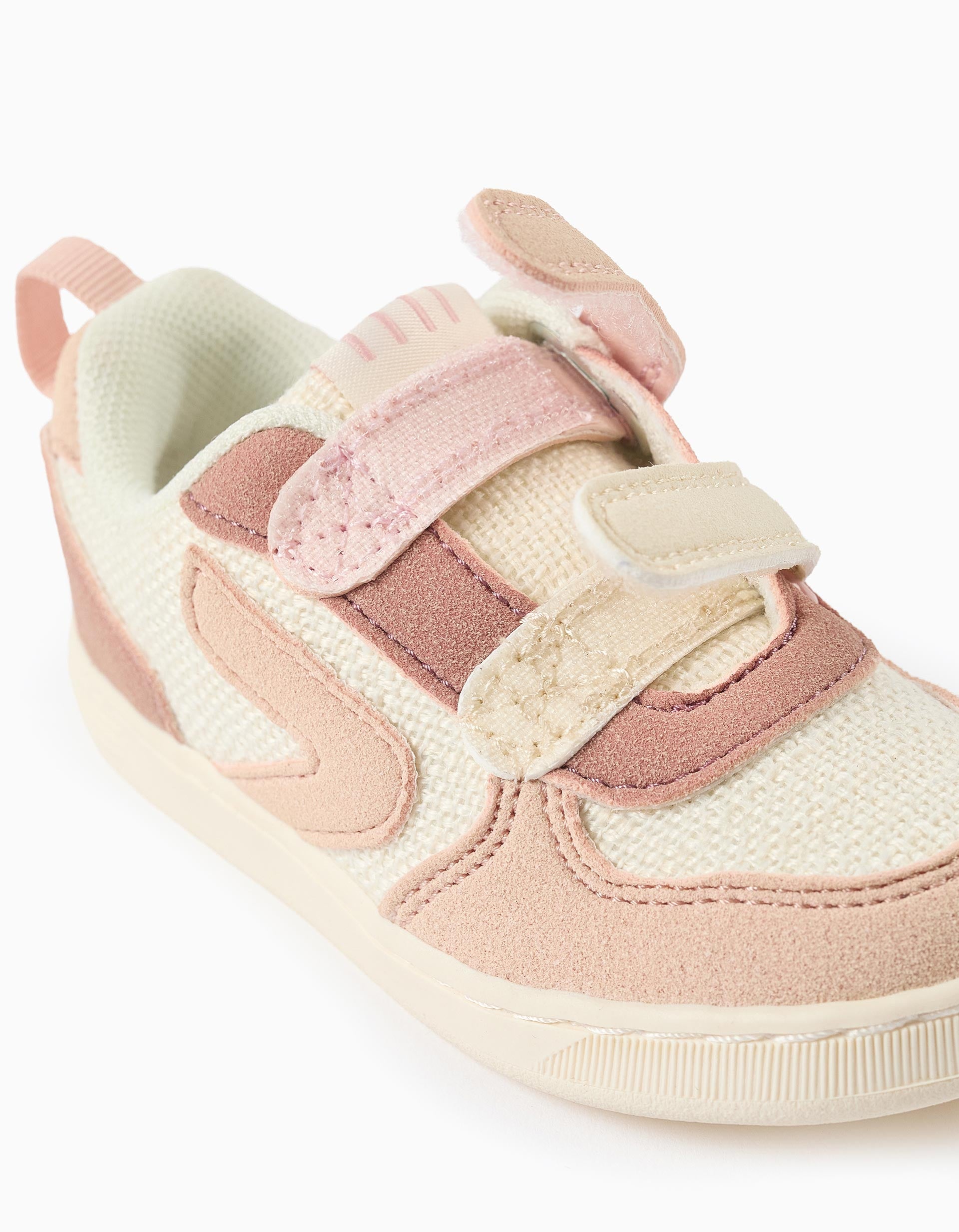 Dual-fabric ZY Move trainers for baby girls, white/pink – ZIPPY