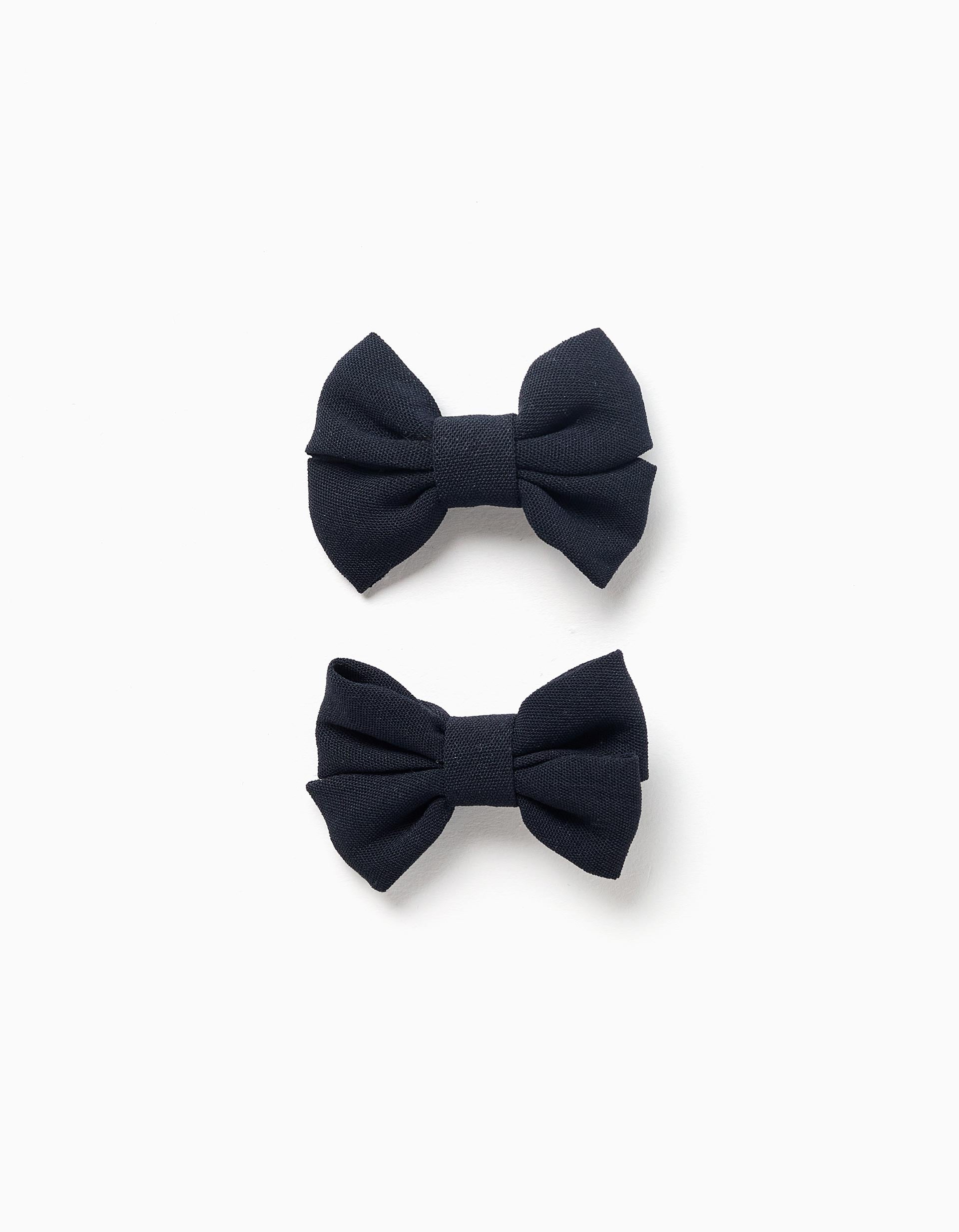 Pack of 2 hair clips with small bows for babies and girls, dark blue ...