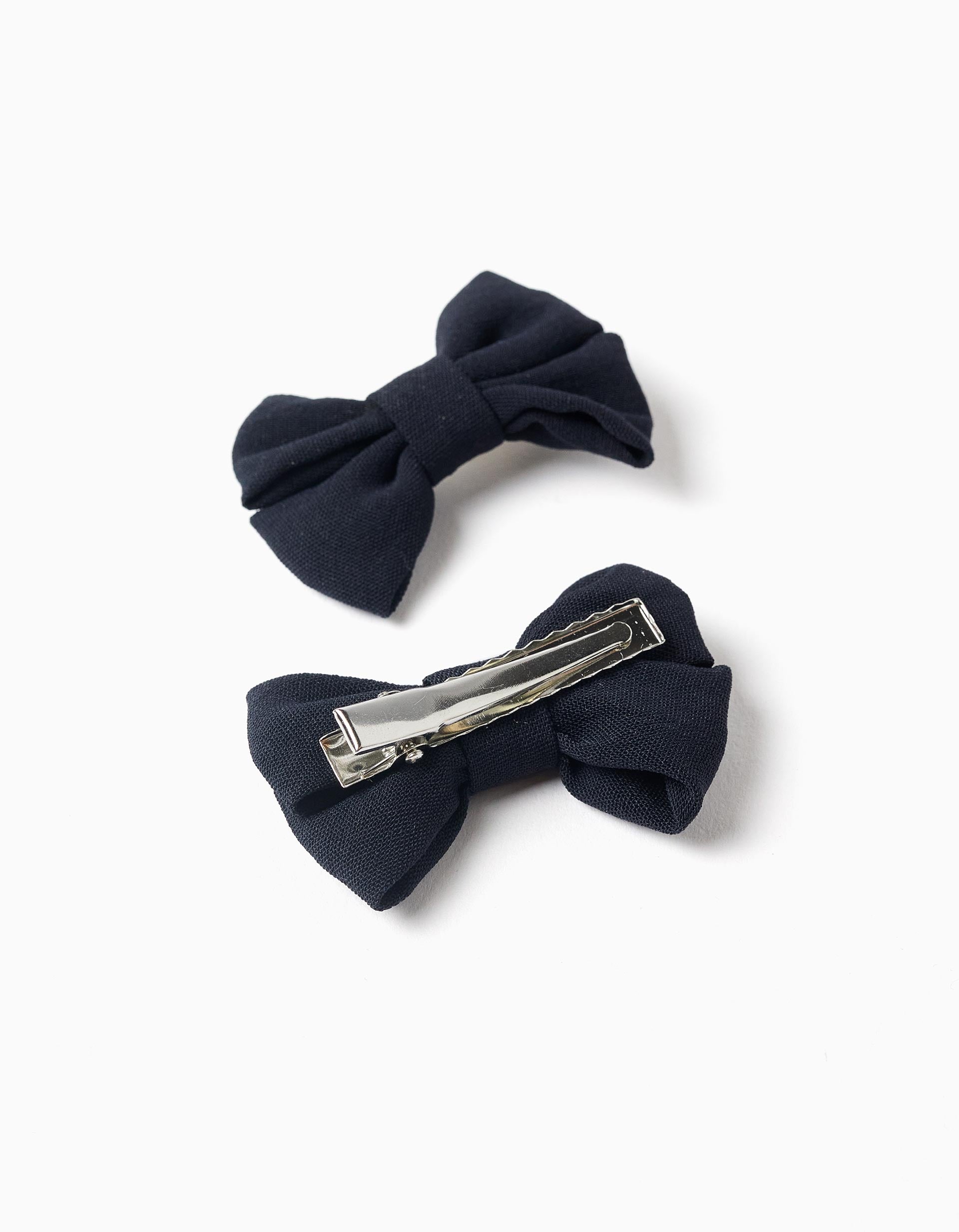 Pack of 2 hair clips with small bows for babies and girls, dark blue ...